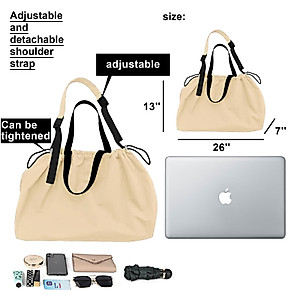 NAARIIAN Lightweight Tote Bag for Women and man Large Shoulder Bag with Zipper and Pockets for College Work Travel Shopping(Brown)