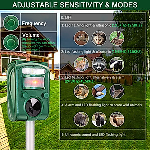 Ultrasonic Animal Repeller Outdoor Solar Animal Repellent with Motion Sensor Cat Repellent Outdoor Waterproof to Repel Dog Raccoon Fox Rabbit Deer Coyote Squirrel Skunk Repellent