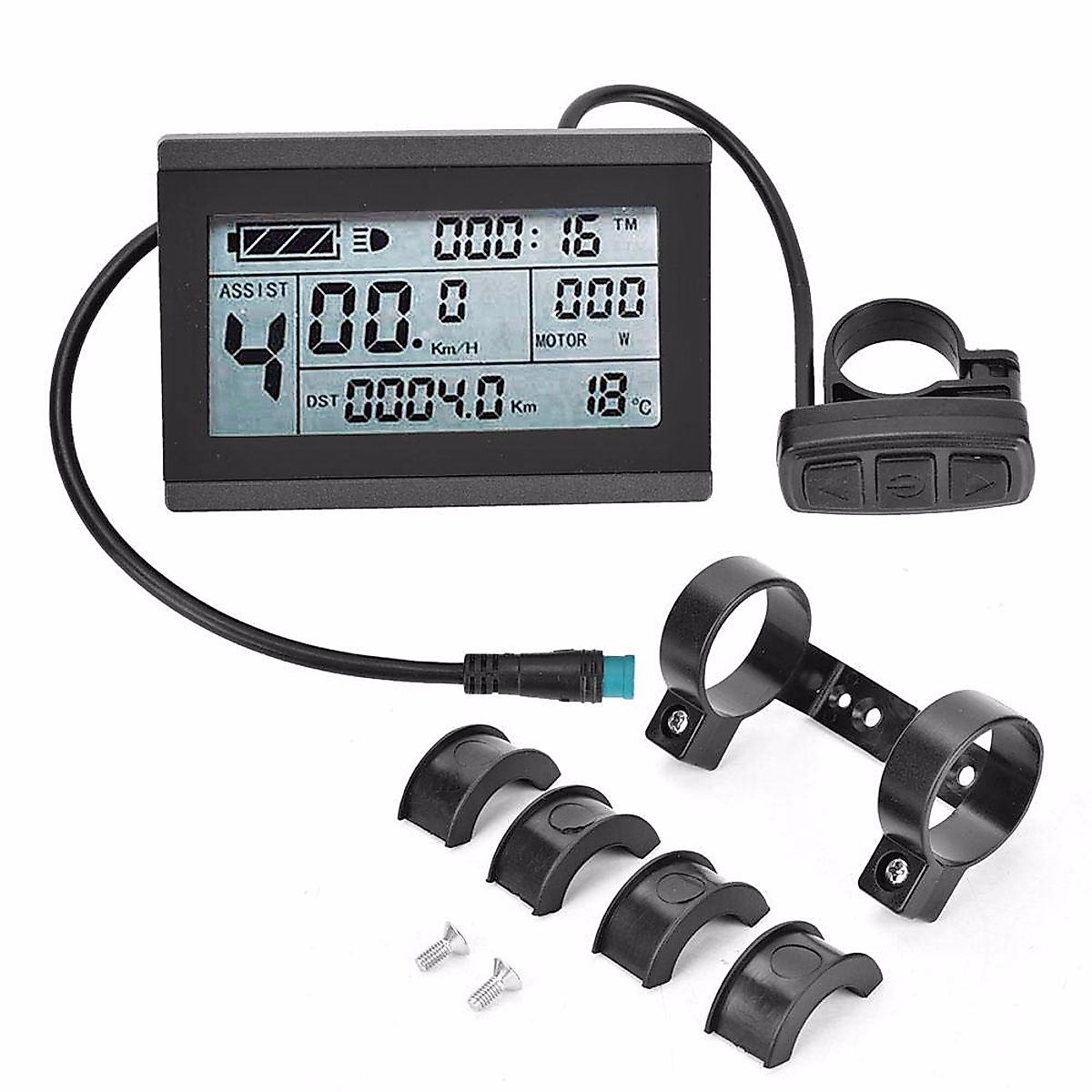 MAGT Bicycle Display Meter, Electric Bicycle LCD Display Meter KT-LCD3 3.74 x 2.56 Inch Plastic Electric Bicycle Conversion Kit with Connector