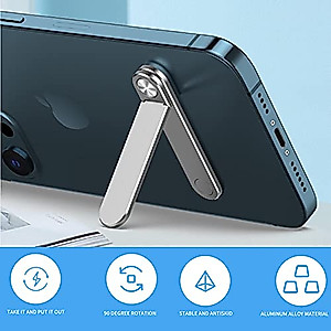 KWOLYKIM 360° Phone Kickstand, 2021 Silvery Multi-Angle Aluminum Phone Kickstand Adjustable Angle 180 Degree Vertical and Horizontal Back Stand