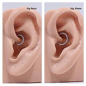 16g 8mm Septum Rings for Women 316L Surgical Steel Septum Clicker 16 Gauge Septum Jewelry CZ Daith Earring Hoop Hypoallergenic Daith Piercing Jewelry Cubic Zirconia Gem Hoop Silver Piercing Earring