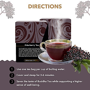 Buddha Teas - Organic Elderberry - Herbal Tea - For Health & Wellbeing - With Antioxidants & Minerals - Clean Ingredients - Caffeine Free - 100% Kosher & Non-GMO - 18 Tea Bags (Pack of 1)