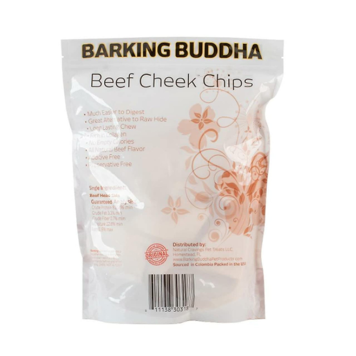 Barking Buddha Beef Cheek Chips | Extra Thick 2"-4" All Natural Rawhide Alternative No Hide Premium Dog Chew Strips | Natural Beef | 1LB Bag