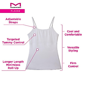 Maidenform womens Long Length Camisole Fl3266 shapewear tops, White, X-Large US