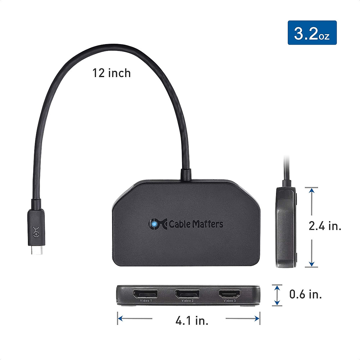 Cable Matters 4K Triple Display USB C Hub with 2X DisplayPort, 1x HDMI, and 100W Charging for Windows - DisplayPort 1.4 and DSC 1.2 Enabled for Triple 4K 60Hz Display - Not Compatible with Mac