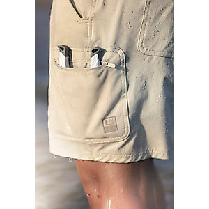 HUK Men's Standard Next Level Quick-Drying Performance Fishing Shorts, Beige, Large