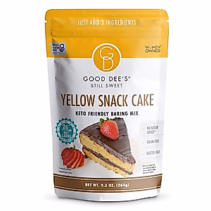 Good Dee's Keto Yellow Snack Cake Mix, Gluten Free, No Added Sugar, Gluten Free, Grain-Free, Soy-Free, Diabetic, Atkins & WW Friendly (2g Net Carbs, 12 Serving)