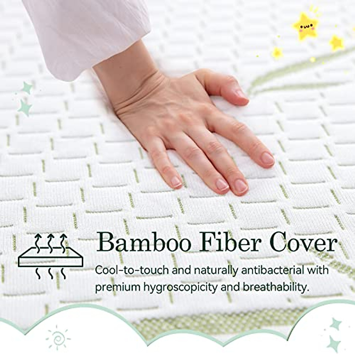 Vyfipt 6 Inch Green Tea Mattress, Bamboo Cover Medium Firm Memory Foam, Twin