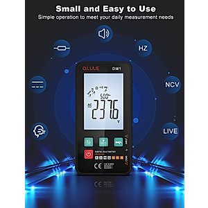 QLUUE Digital Multimeter, 5999 Counts Multimeter with Smart Mode, NCV Test, DC/AC Voltmeter Tests Voltage, Resistance, Frequency, Continuity and Live Cables, Multi Tester for Household, Automotive