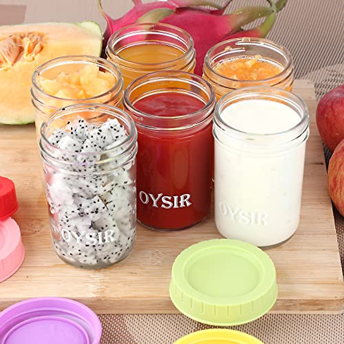 OYSIR 8 OZ Glass Baby Food Storage Containers, 6 Pcs Baby Jars with Lids, Reusable Small Glass Baby Food Containers for Infant & Baby, Freezer, Microwave/Dishwasher Safe