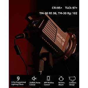 Amaran 100x Upgrade,amaran 100xs Bi-Color LED Video Light 130W 2700-6500k Bluetooth App Control 9 Built-in Lighting Effects DC/AC Power Supply Ultra Silent Fan