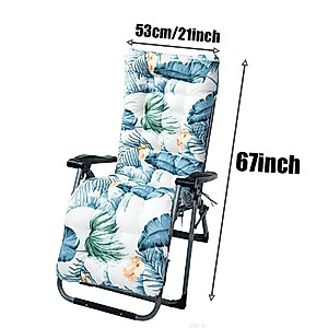 67 Inch Patio Lounge Chair Cushion,Rocking Chair Sofa Cushion,Indoor/Outdoor Floral Printed Lounger Cushions with Ties and Top Cover Non-Slip High Back Chair Cushions (Style 3)
