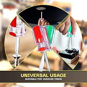 Small Flathead Screwdriver Slotted Phillips Screwdriver - Stubby Screwdriver Set Magnetic Tip Flat Phillips Short Screwdriver for Small Screws - Mini Screwdriver Set Small Size Pocket Screw Driver Set