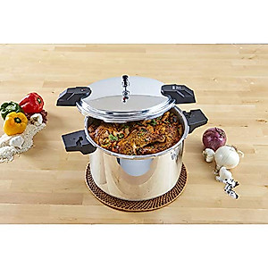 IMUSA USA A417-80807 16Qt Jumbo Stovetop Pressure Cooker with Regulator and Side Handles, Silver