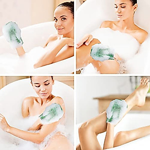 Molain 8Pcs Asian Exfoliating Bath Washcloth Large Size Korean Exfoliating Mitt Reusable Premium Viscose Rayon Exfoliating Shower Towel Body Scrub Bath Sponges