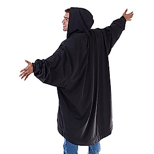 THE COMFY Splash Hooded Water Rain Resistant Wearable Blanket w/Zipper for Outdoors, One Size Fits All, Shark Tank, (Black)