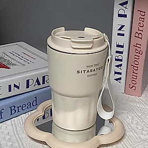 12 oz Stainless Steel Vacuum Insulated Tumbler, Travel Coffee Mug Spill Proof with Lid, Portable Thermal Mug for Keep Hot/Ice Coffee,Tea and Beer (White)