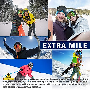 Extra Mile Ski Goggles, Anti-Fog Protection Snowboard Dual Lens for Men Women