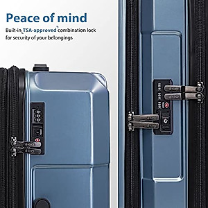 Coolife Luggage 2 Piece Luggage Set Carry On Spinner Suitcase Set with Pocket Compartment Weekend Bag Hardside Trunk (snow white_zipper type, 2-piece Set)