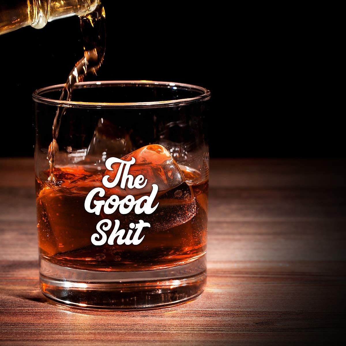 The Good Sh!t Funny Whiskey Bourbon Scotch Glass 11oz- Gag Retirement Gifts for Men- 40 Year Old Gifts for Men- Whiskey Old Fashioned Classic Rocks Glass- Men’s Funny Gifts for Guys Birthday- USA Made