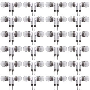 CN-Outlet Wholesale Bulk Earbuds Headphones Individually Bagged 100 Pack for iPhone, Android, MP3 Player White