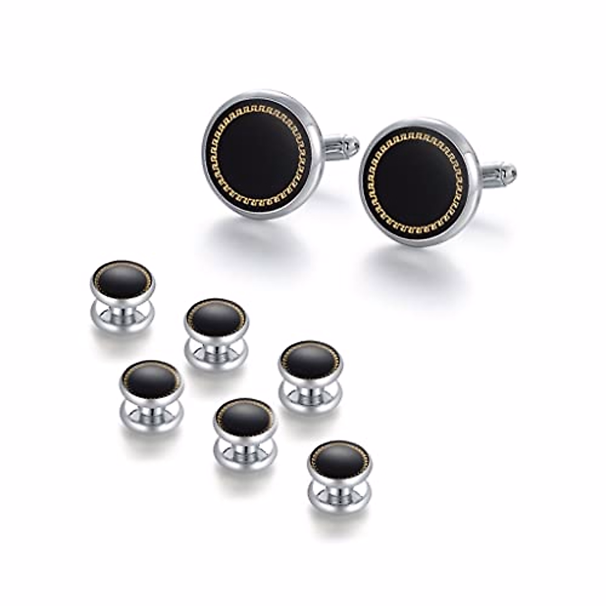FEER Wedding Man Cuff Link Set Man Shirt Cufflinks Cufflink Shirts Studs Button and Cufflinks for Mens Tie Clips (Color : D)