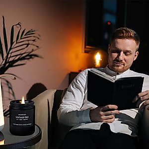 Scented Candles for Men, Scented Candles Set Soy Candles for Home Him,4 Pack Mens Candles Gifts for Men Scents of Leather/Oak/Lavender Wood/Smoke Vanilla