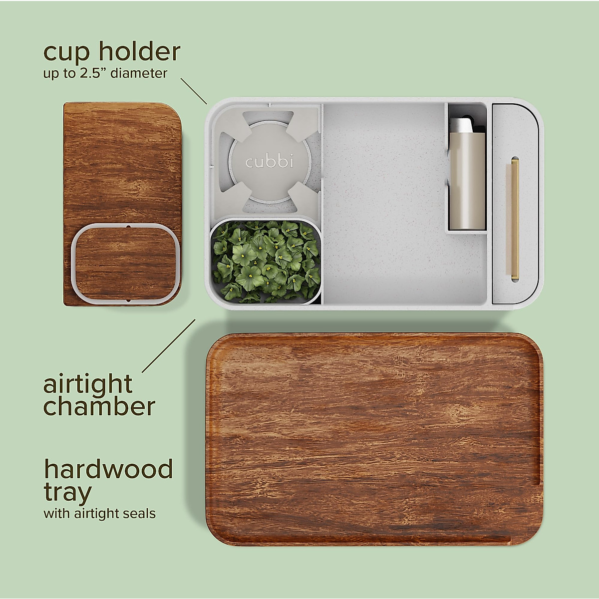 Cubbi - Airtight Box with Tray - Silicone Seals - 100% Air-Tight Storage Box with Accessories – White