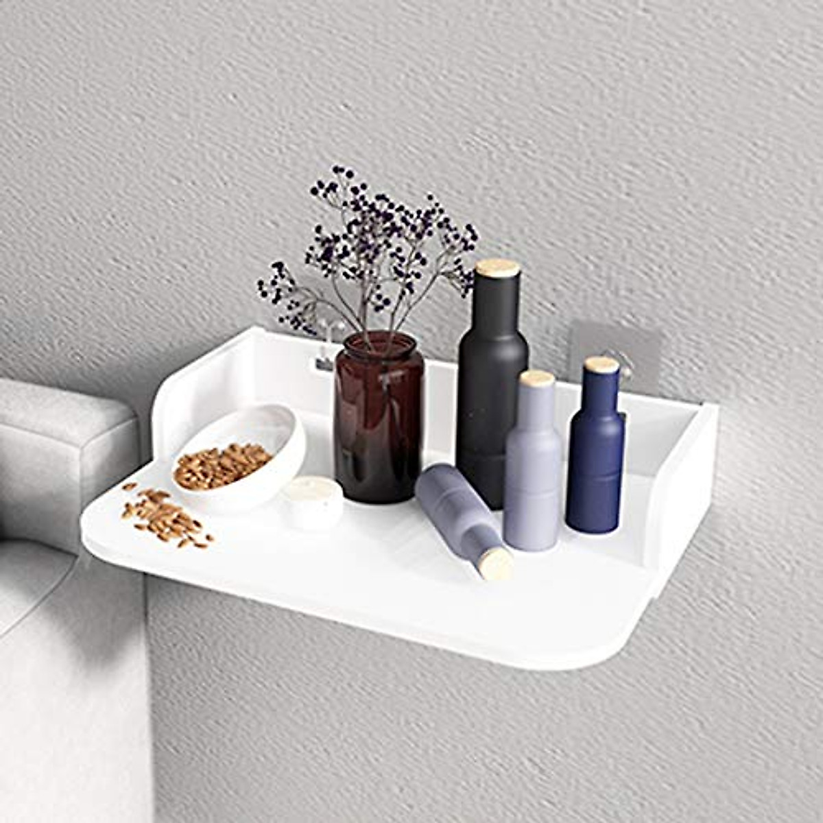 Floating Shelves Router Set-top Box Bracket WiFi Wall Mount Satellite Receiver Top Box Rack Bedside Projector Wall Mount Shelf (Color : White, Size : 34 * 24 * 7cm)