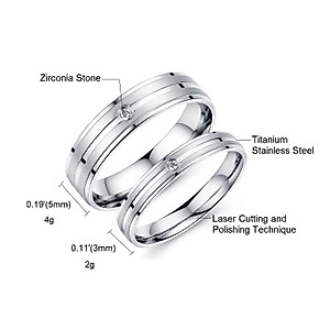 His or Hers Matching Set Titanium Stainless Steel Couple Wedding Band Set in a Gift Box