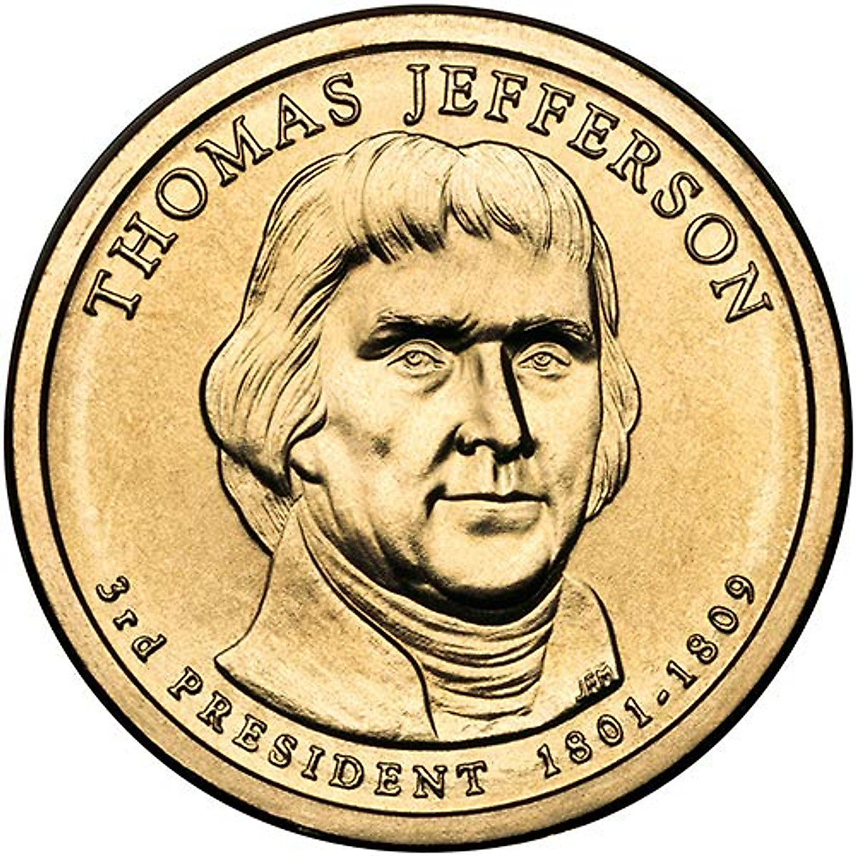 2007 P Position A Satin Finish Thomas Jefferson Presidential Dollar Choice Uncirculated US Mint