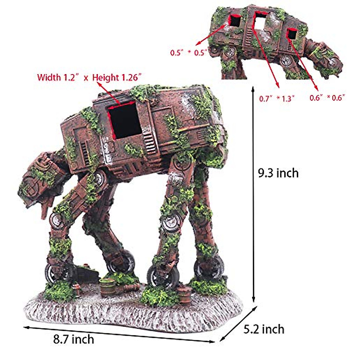 Ulifery Robot Dog Cool Walking Land Tank Aquarium Ornament Alien Fish Tank Decorations for Betta Large