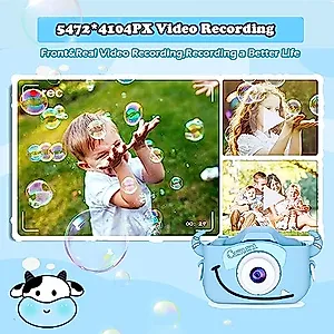 Kids Camera Toys for 3-12 Years Old Boys Girls,Selfie HD Digital Video Cameras for Kids with Protective Silicone Cover, 32GB SD Card,Toddler Digital Camera (Blue)
