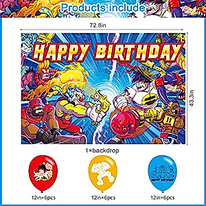 Akedo Ultimate Backdrop Birthday Banner for The Arcade Warriors Birthday Party Supplies Cartoon Akedo Ultimate Photograph Background Photo Booth 5x3ft Orange
