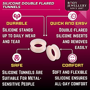 unique gauges ears stretchers eyelets 15/16 Skin Silicone Double Flare Flesh Tunnels Large Plug AFAC Stretching SI04 2Pcs