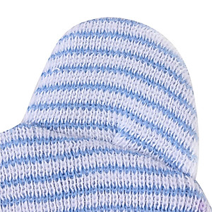 Aablexema Newborn Hat with Ears - Infant Boys Hospital Hat Baby Nursery Beanie Caps 0-3 Months(3pcs, A White & Blue & Grey)