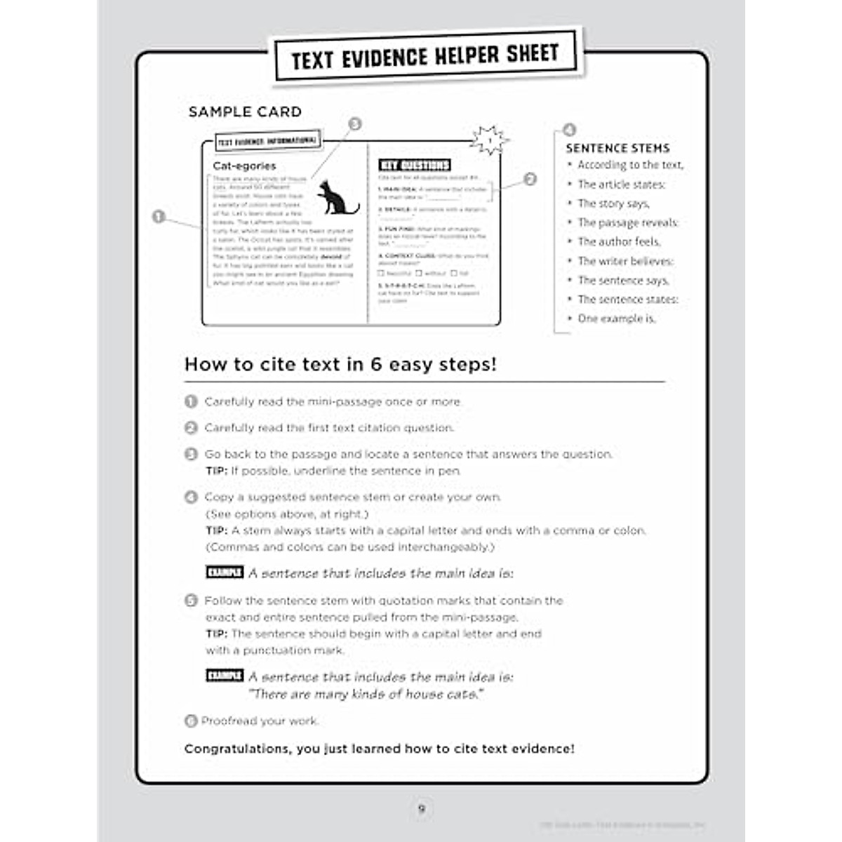 100 Task Cards: Text Evidence: Reproducible Mini-Passages With Key Questions to Boost Reading Comprehension Skills