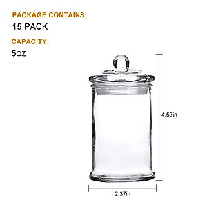 Maredash Glass Apothecary Jars, 5 oz Bathroom Storage Organizer with lids - Mini Glass canisters Jar Cotton Ball Holder Set of 15