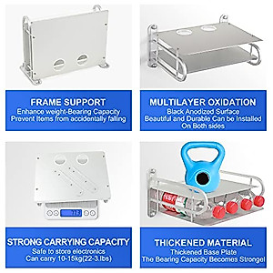 Z-Color Silver Metal Double Wireless WiFi Router Storage Box / TV Set Box Shelf Wall Hanging Plug Board Bracket Cable Storage Organizer (Silver-Large)