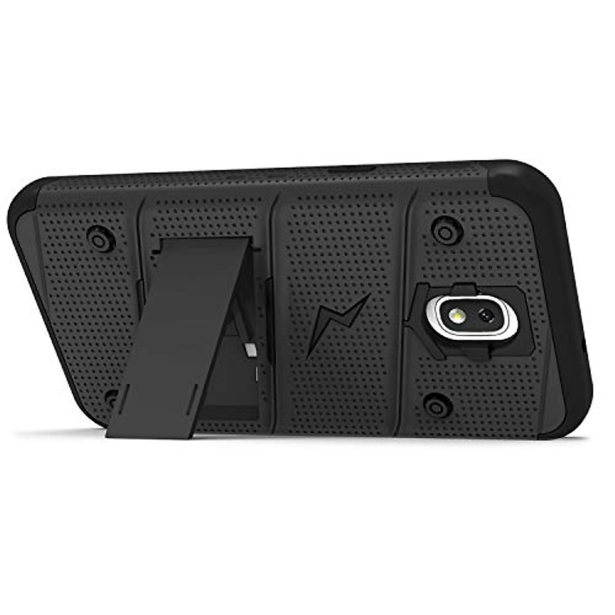 ZIZO Bolt Series Samsung Galaxy Amp Prime 3 Case Military Grade Drop Tested with Tempered Glass Screen Protector Holster Black