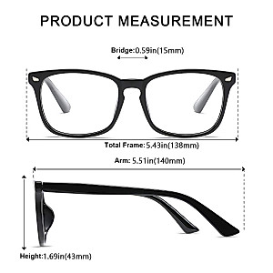 aisswzber Square Non-Prescription Glasses Clear Lens Eyeglasses