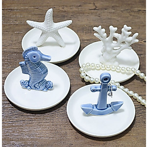 Ceramics Starfish/Coral/Sea Horse/Boat Anchor Tray Ring Dish Jewelry Dish Trinket Tray Dish Holder