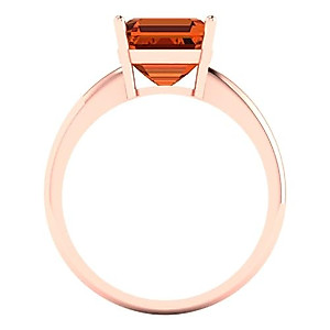 Clara Pucci 2.5 ct Asscher Cut Solitaire Red Simulated Diamond Engagement Wedding Bridal Promise Anniversary Ring 18K Rose Gold Size 8