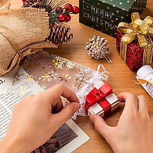 HongyiTime 100 PCS 4X6 inch Snowflake Organza Gift Bags Christmas, White Mesh Jewelry Pouches Little Drawstring Candy Bags