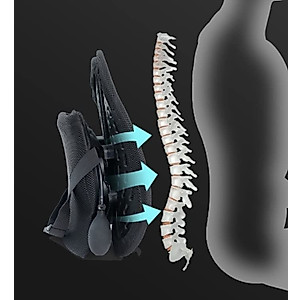 QINERSAW Ergonomic Cushion, Memory Foam Office Lumbar Pillow, 5-Speed Adjustable Base Back Support Cushions with Telescopic Straps & Airbag Adjustment, for Office Chair