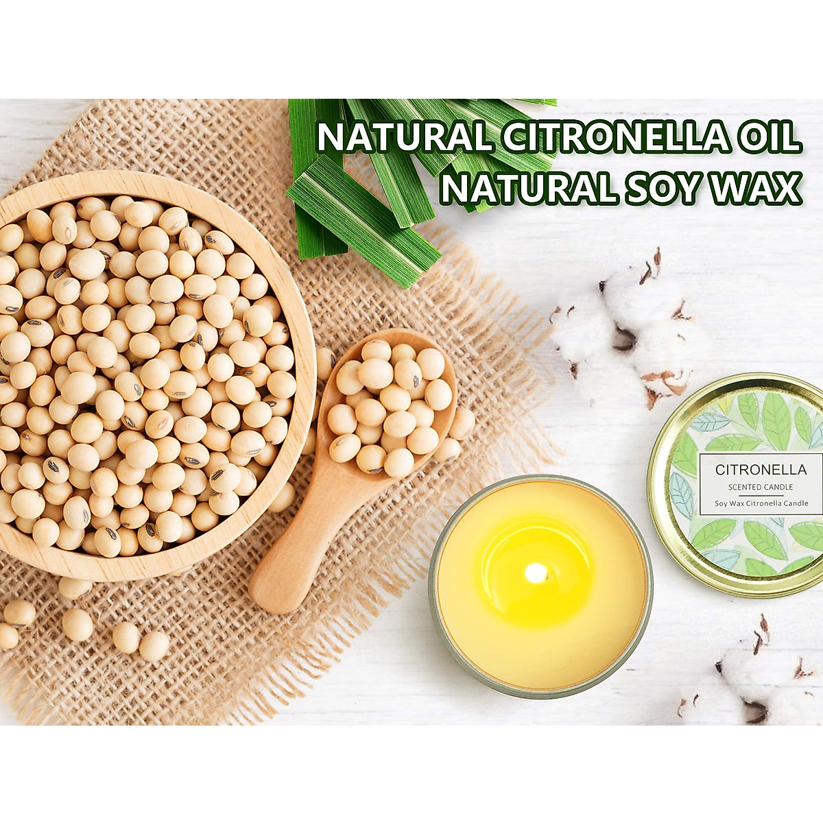 LA BELLEFÉE Citronella Candles Outdoor, Lemongrass Scented Candles,Natural Citronella Soy Candles Set,Summer Aromatherapy Candles Set for Patio Garden Balcony BBQ,Indoor/Outdoor Use (12 Pack)