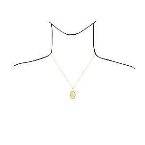 WJD Exclusives 10K Yellow Gold CZ Puerto Rico Palm Tree Oval Shape Disc Pendant, 30mm