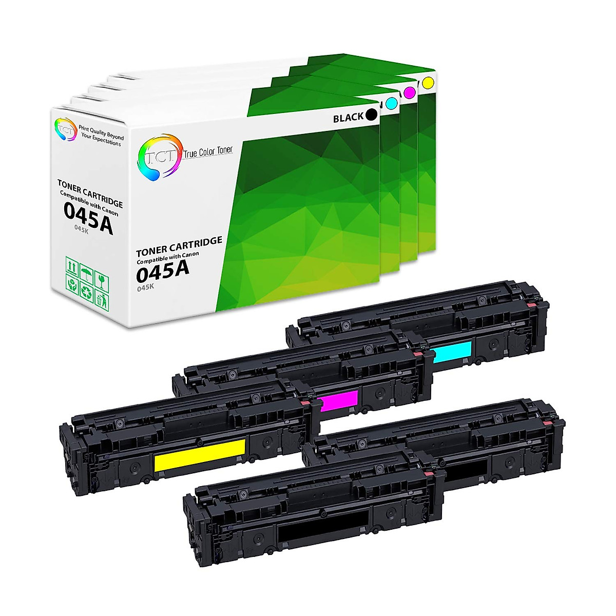 TCT 045A Toner Cartridge 5 Pack - Premium Compatible Replacement for Canon 045 Works with Canon Color ImageClass MF634CDW MF632CDW LBP612CDW Printers (Black Cyan Magenta Yellow)