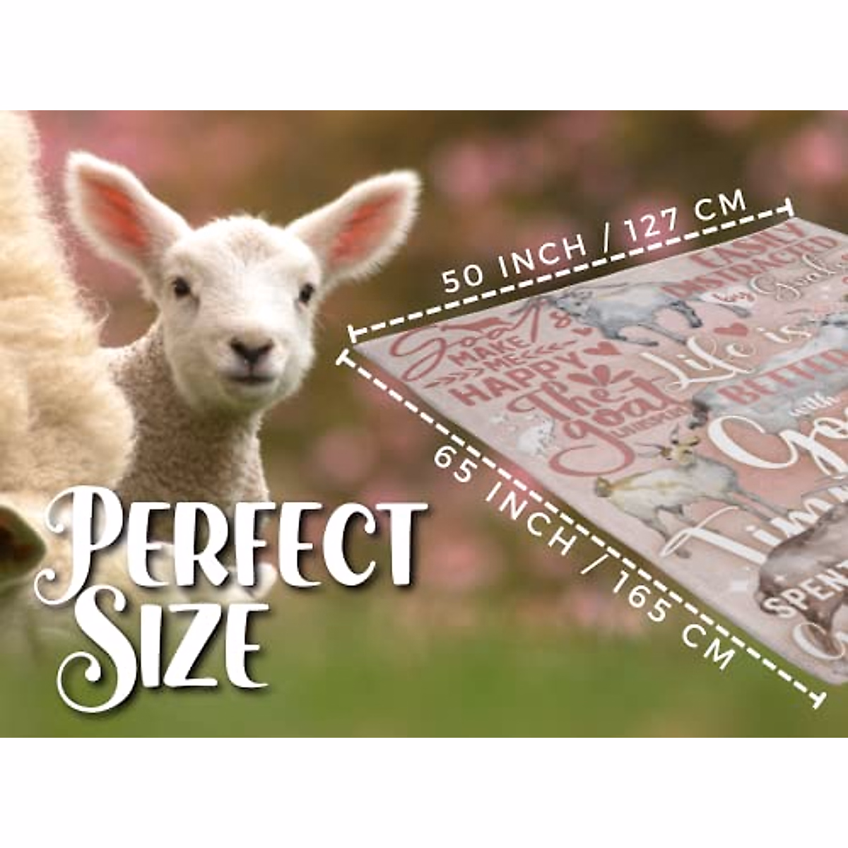 Huglanket Goat Gifts for Goat Lovers, Goat Throw Blanket, Unique Watercolor Goat Design, Flannel Blanket Gifts for Girls, Women, and Friends, 50"x 65"