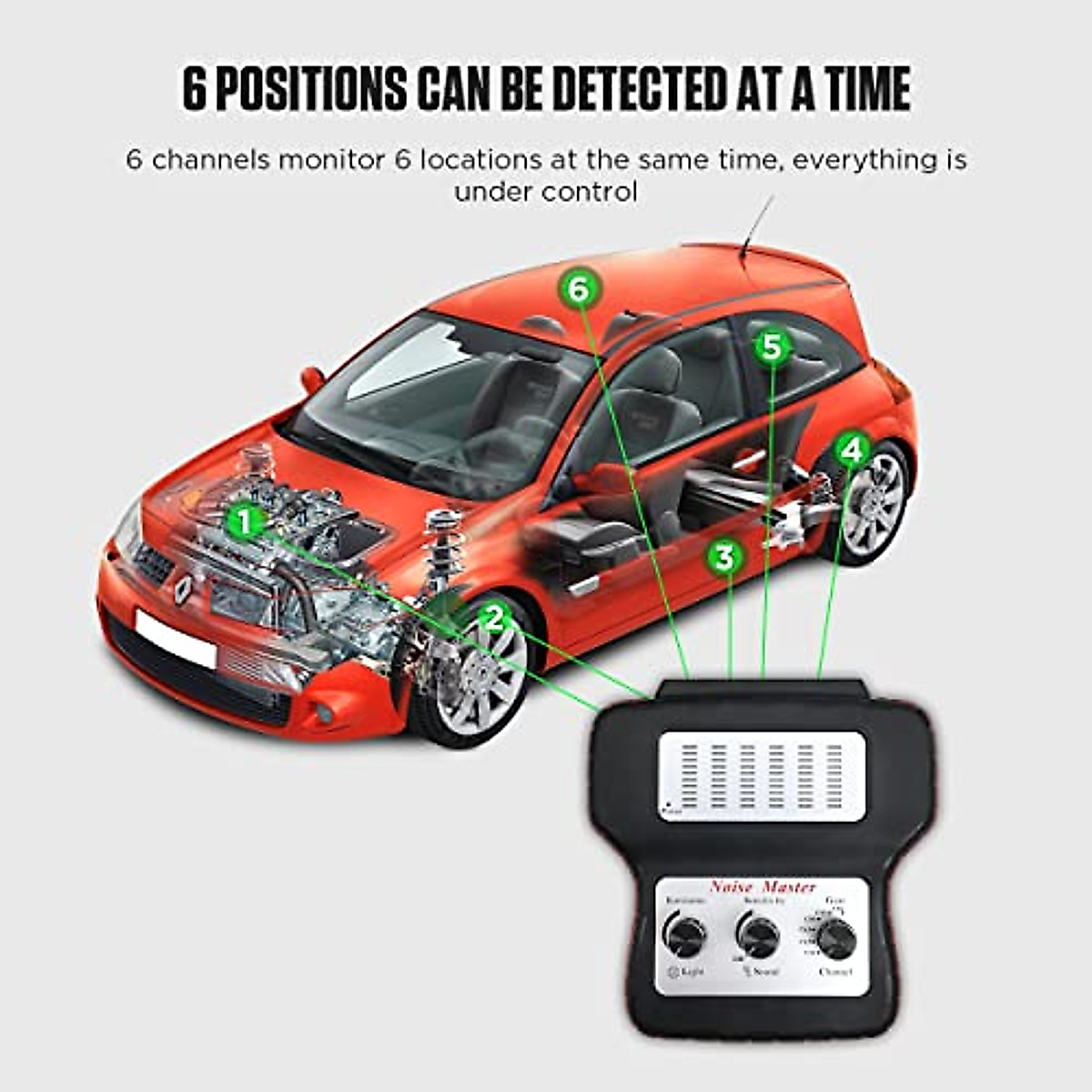 Chassis Ear Automotive Engine Noise Finder Tool, 6 Channel Chassis Ears Sound Detector Identify the Troubling Engine Noises (Over-Ear Headphones)